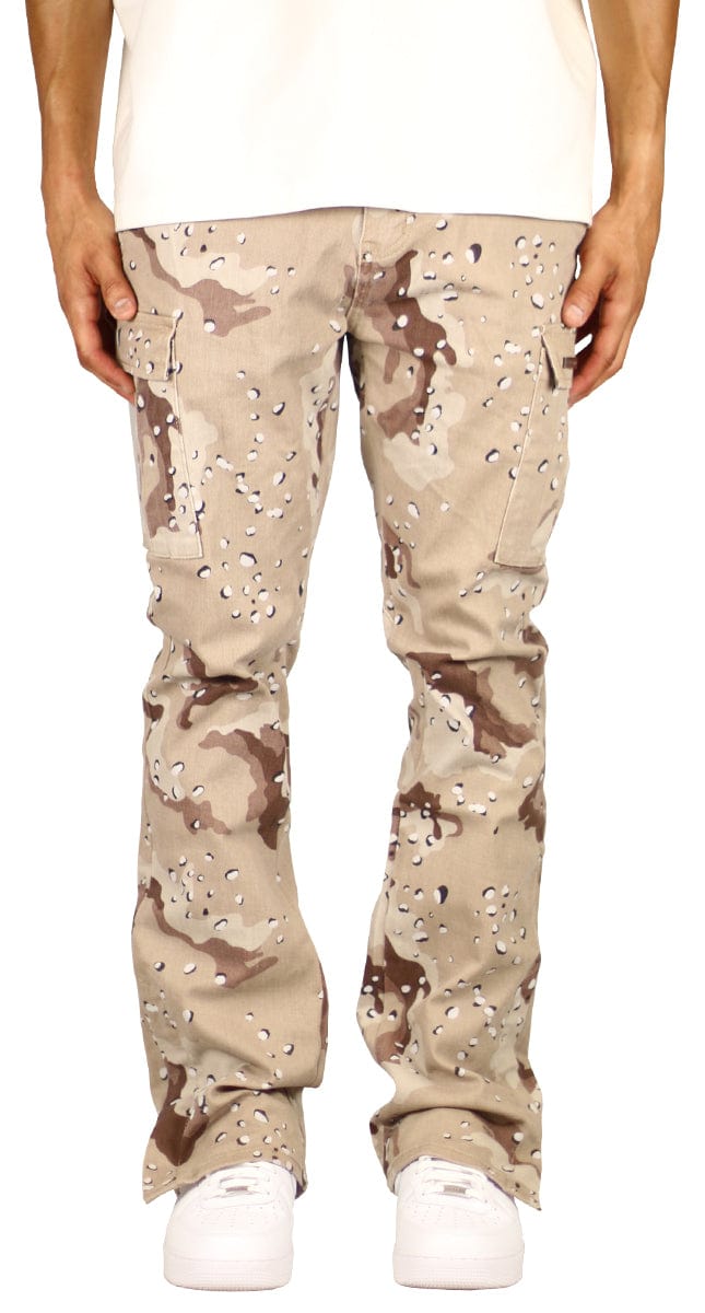 Desert Camo Flare Cargo Pants | HYPER DENIM